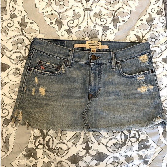 Abercrombie & Fitch | Skirts | Abercrombie Fitch 200s Distressed Denim ...